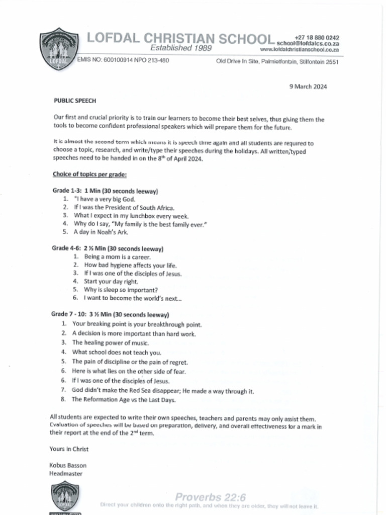 Public Speech Letter | PDF