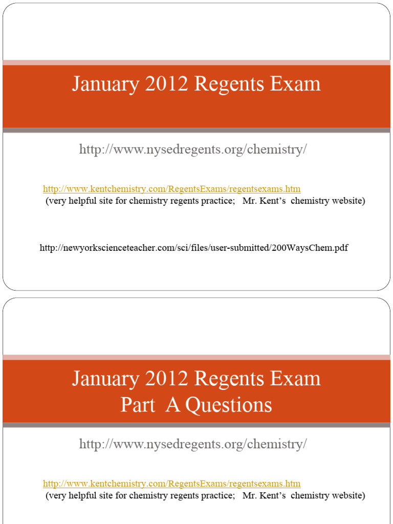 January 2012 Chemistry Regents Exam | PDF | Atomic Nucleus | Atoms