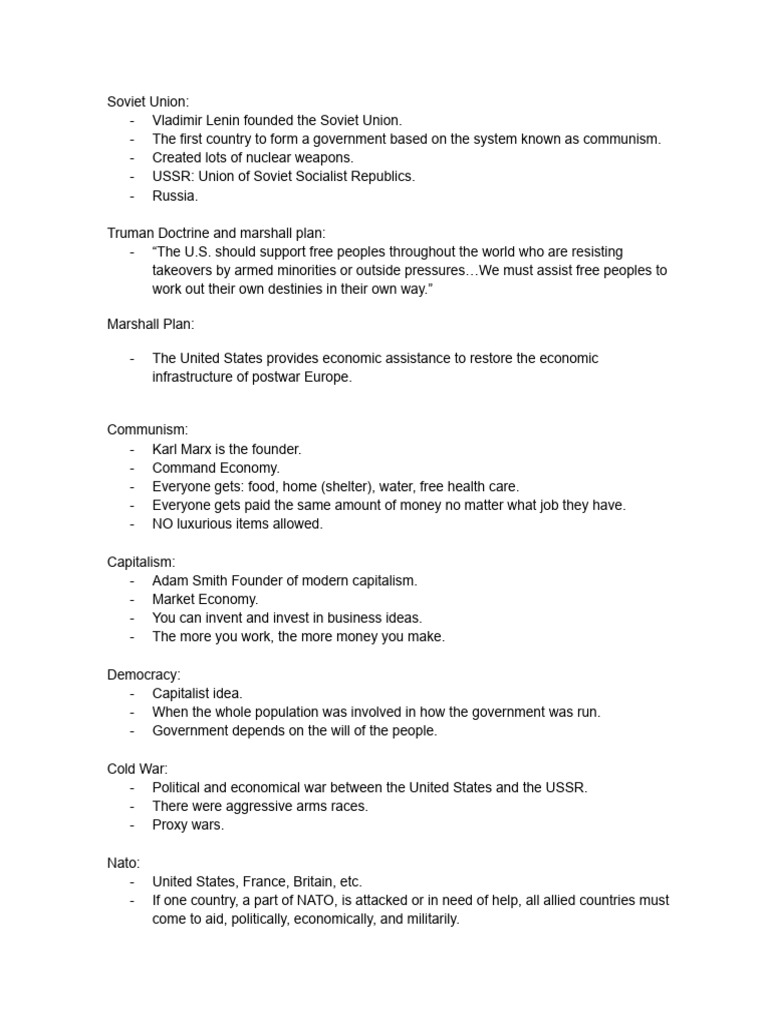 Global Review Sheet | PDF | Communism | Soviet Union