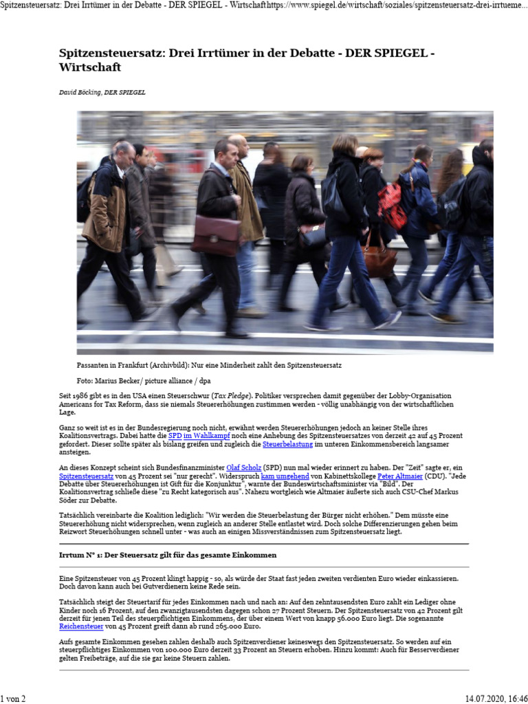 Spitzensteuersatz 3irrtümer Spiegel 2019-01 | PDF