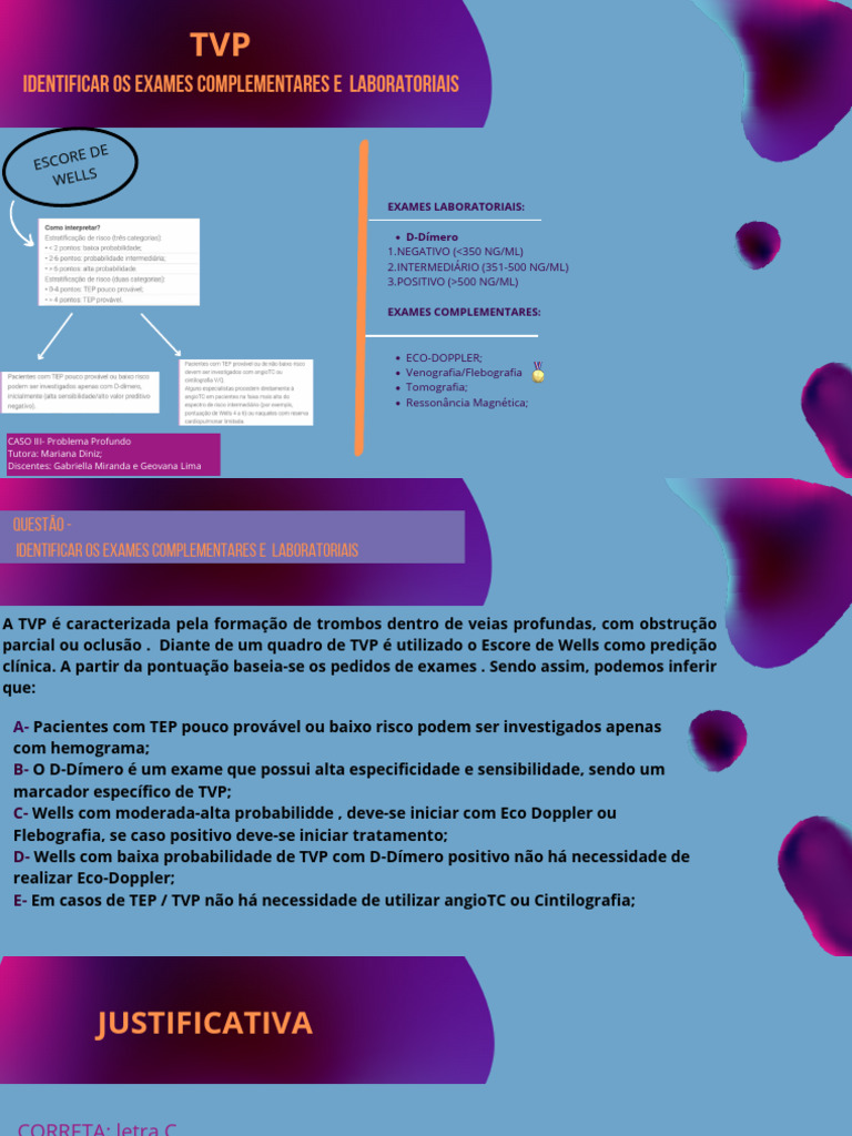 Exames para Diagnóstico de TVP e TEP | PDF | Medicina Clínica ...