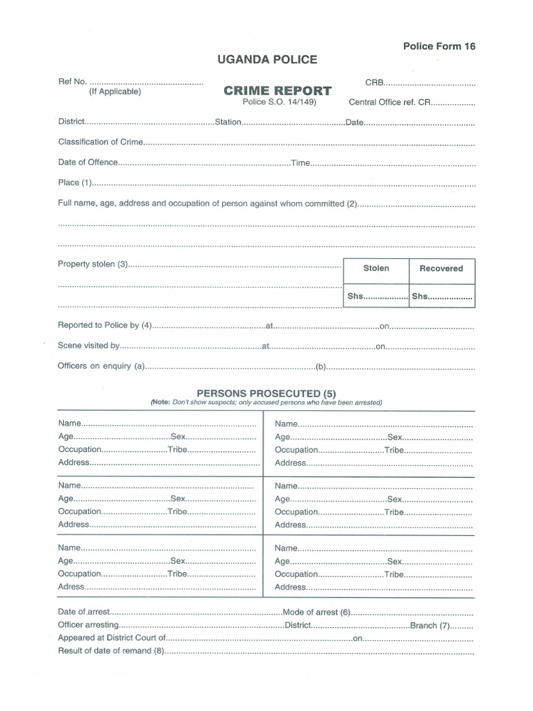 Crime Report - Police Form 16 | PDF