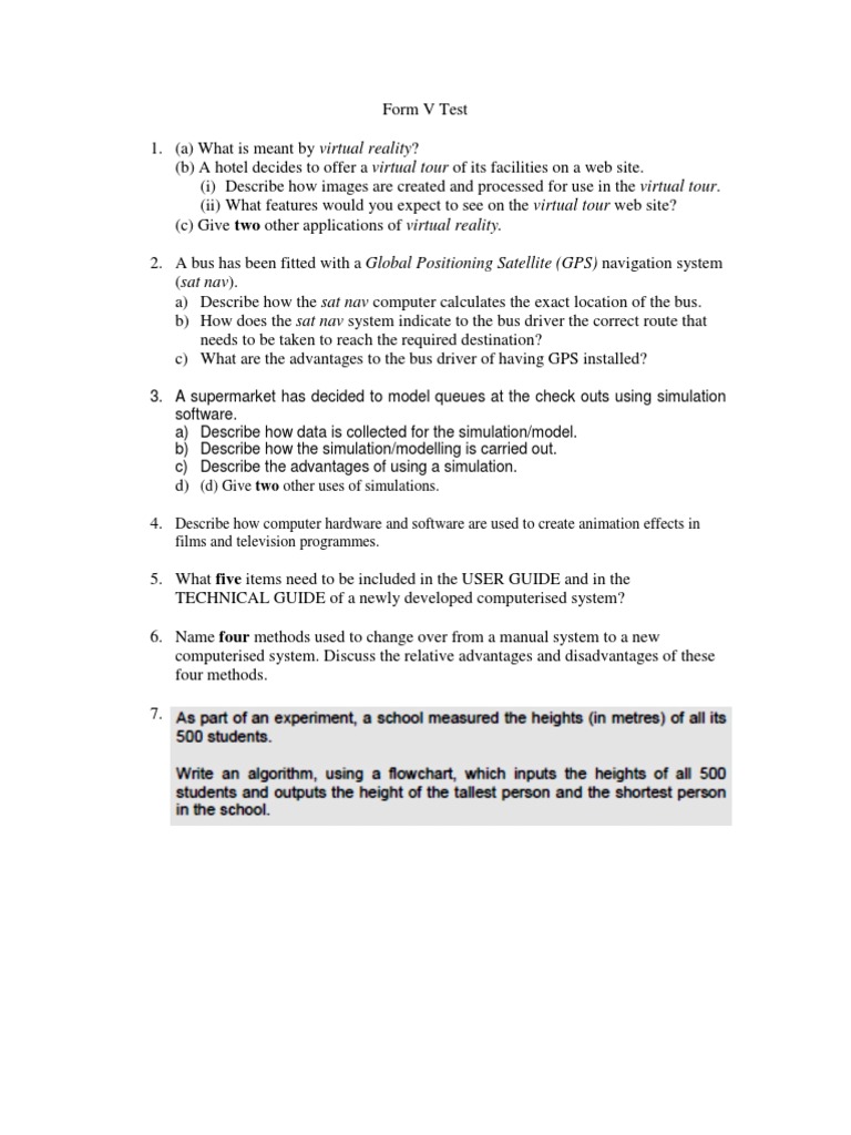 Computer Studies Form V Test | PDF