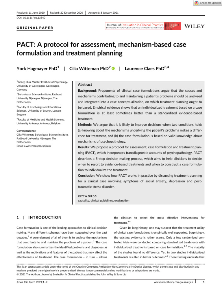 Transdiagnostic Formulation | PDF | Anxiety | Evidence Based Medicine