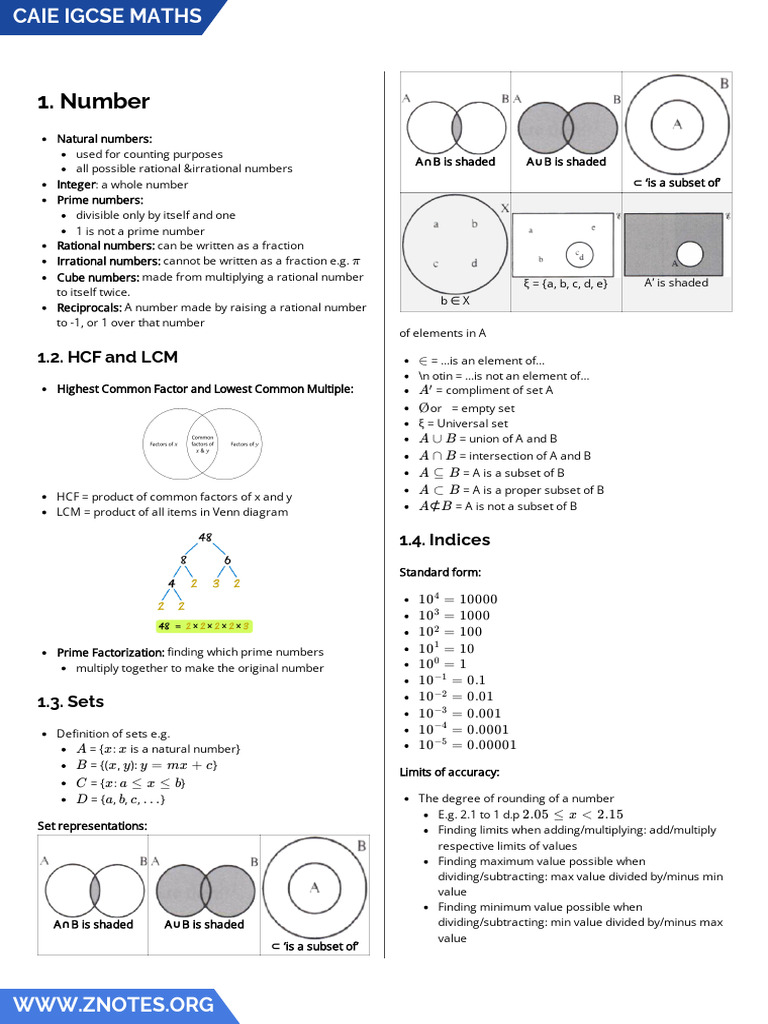 Caie Igcse Maths 0580 Theory v5 | PDF