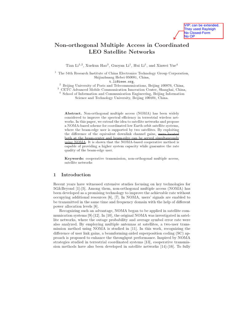 2020 Non-Orthogonal Multiple Access in Coordinated LEO Satellite ...