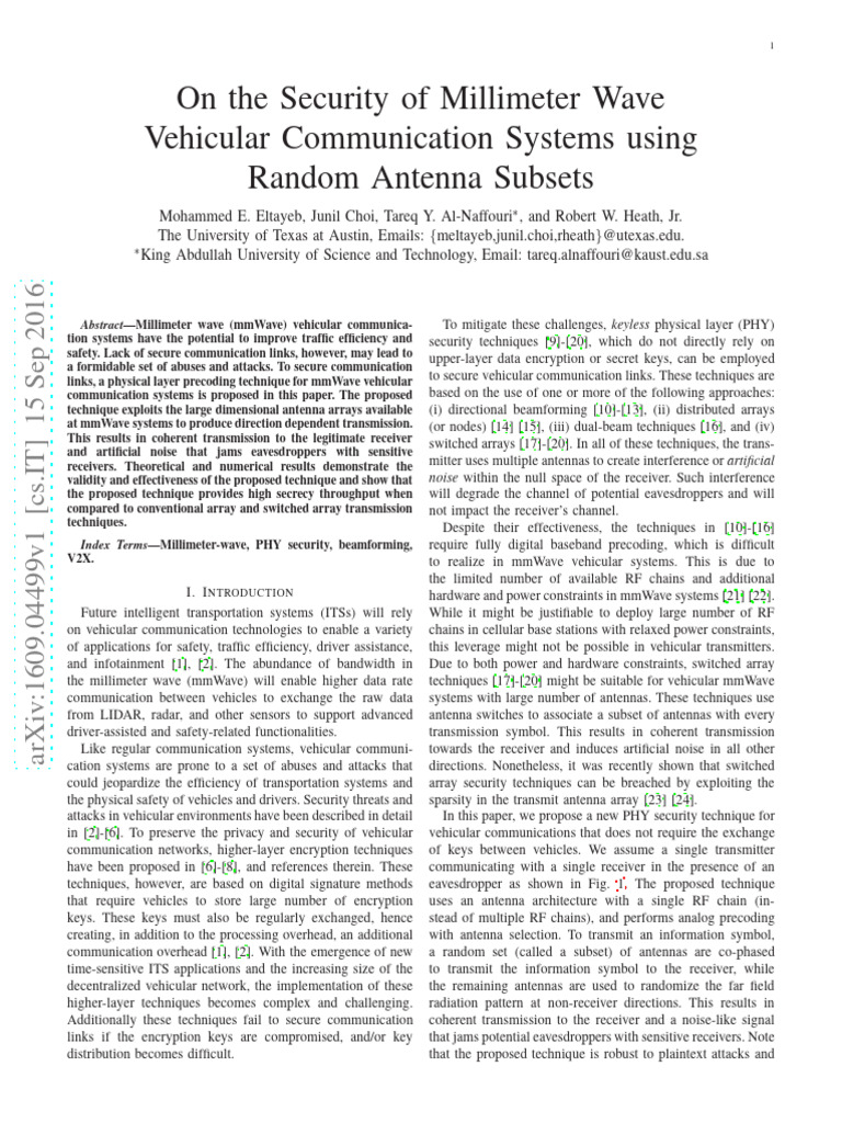On The Security of Millimeter Wave Vehicular Communication Systems ...