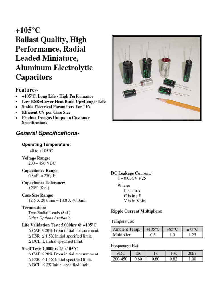 Barker Microfarads (Radial Thru-Hole) 105RB Series | PDF | Capacitor ...