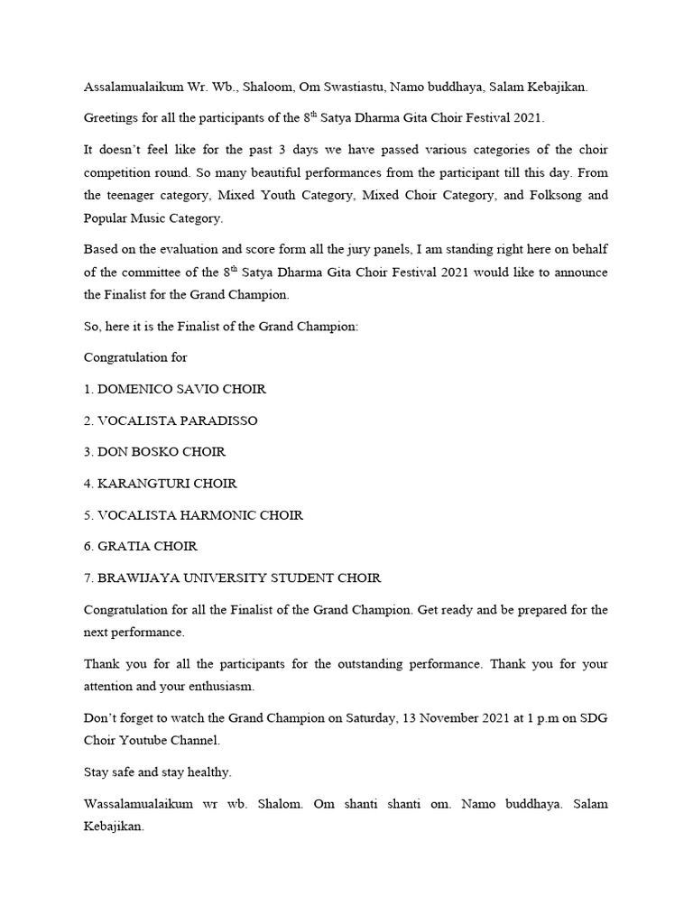 Script Pengumuman GC | PDF