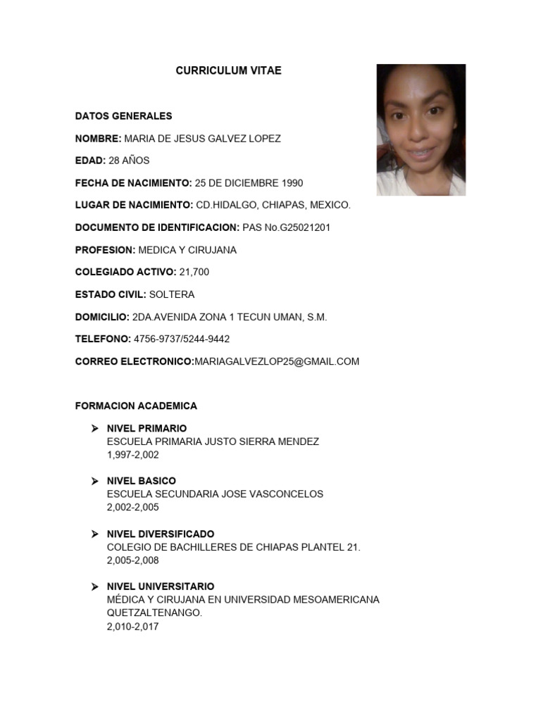CURRICULUM VITAE | PDF | Medicina | Cuidado de la salud