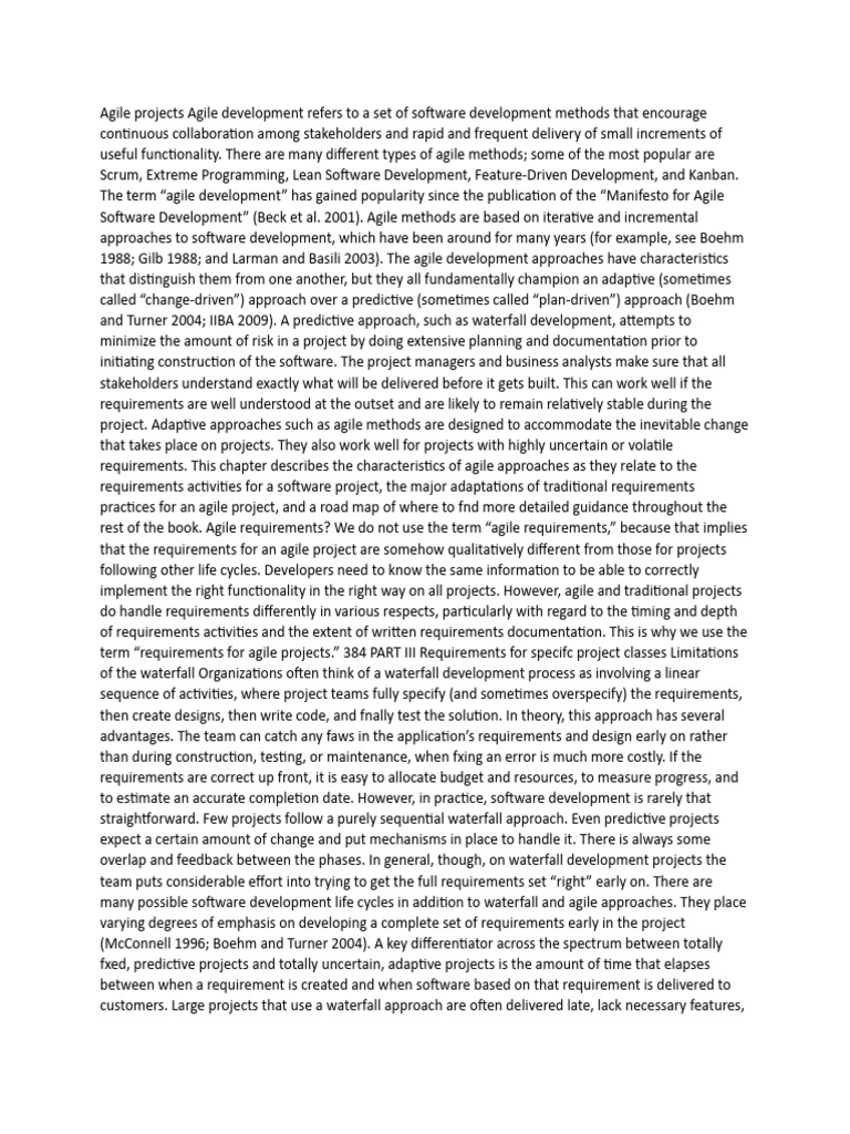 Agile Projects Agile Development Refers To A Set Of Software Development Methods That Encourage