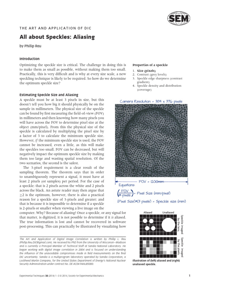 2014 Phillip Reu All About Speckles Aliasing | Download Free PDF | Signal Processing | Imaging