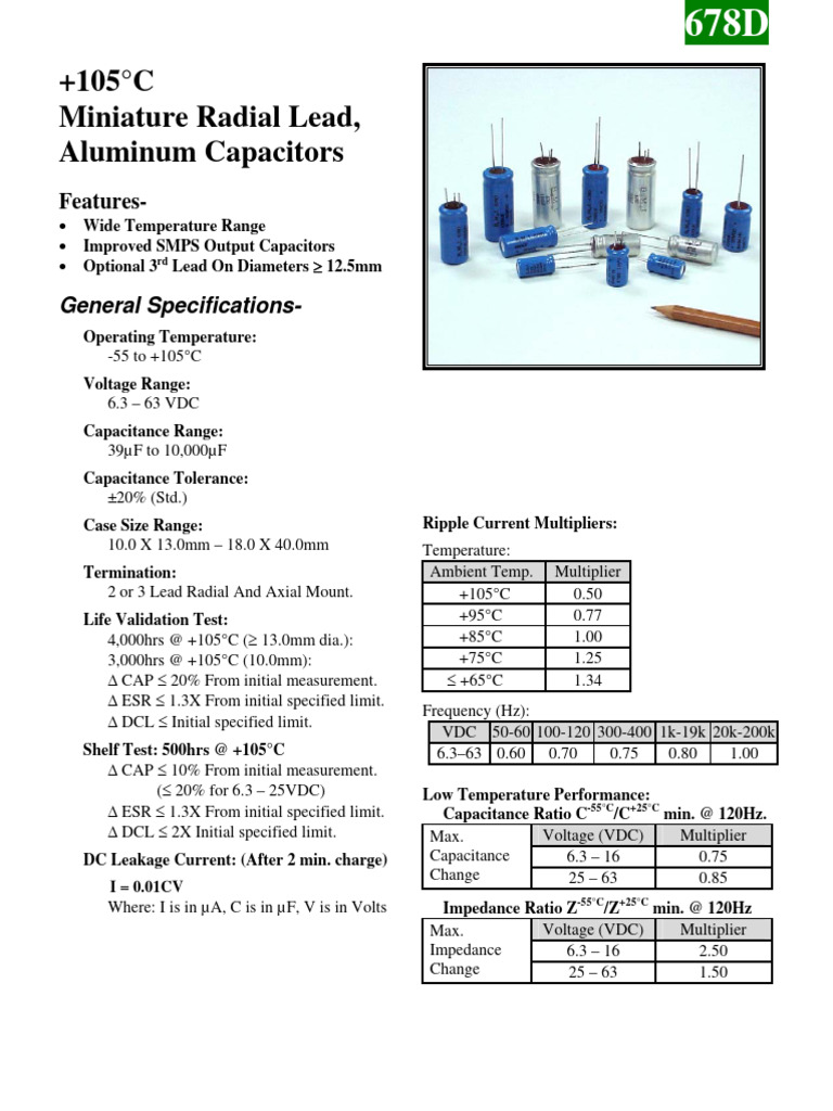 Barker Microfarads (Radial Thru-Hole) 678D Series | PDF | Capacitor | Electrical Engineering