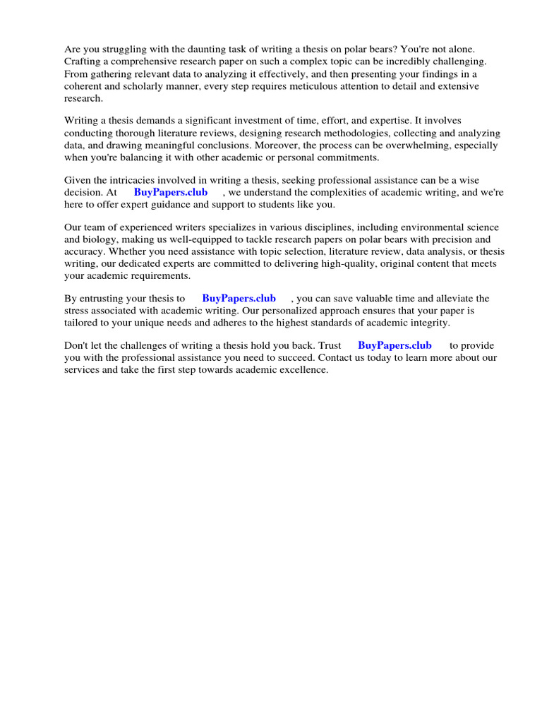Research Paper On Polar Bears | PDF | Polar Bear | Bears Research Paper On Polar Bears | PDF | Polar Bear | Bears