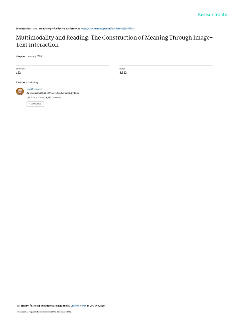 Multimodality and Reading: The Construction of Meaning Through Image ...
