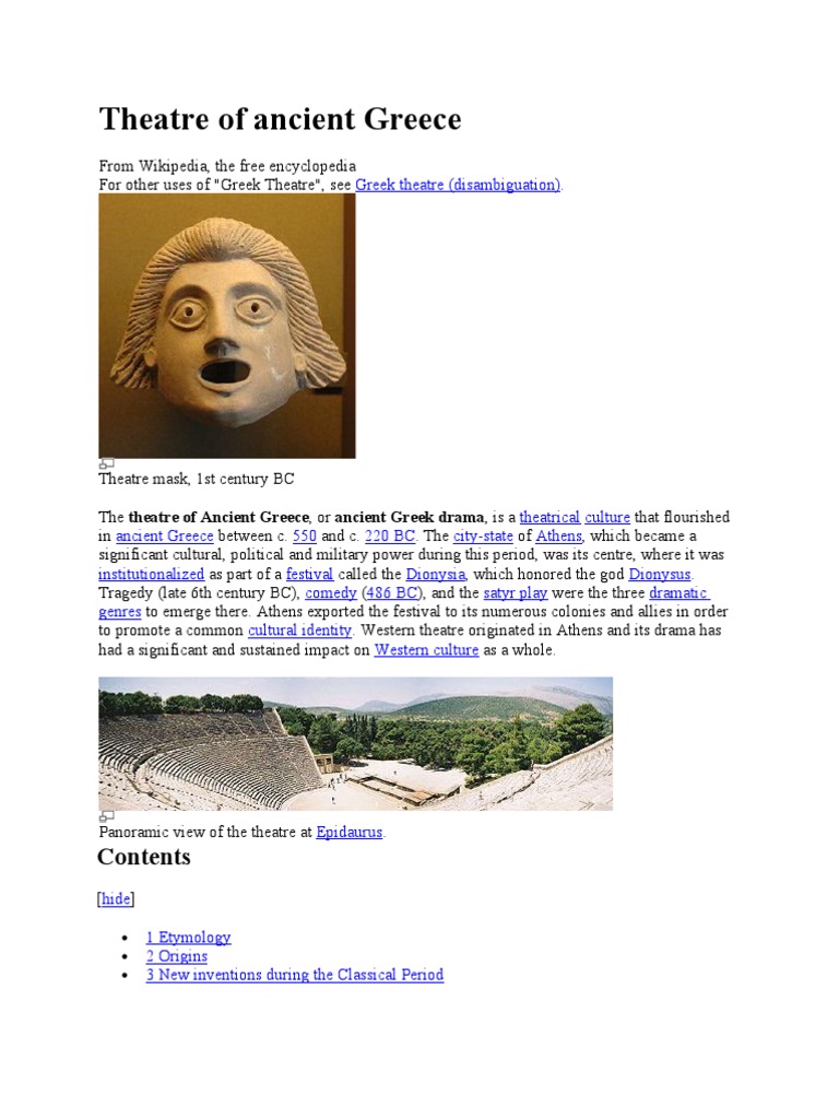 Theatre of Ancient Greece 1 | PDF | Ancient Greek Theatre | Theatre