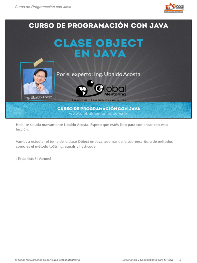 CPJ-A-Leccion-ClaseObject | PDF | Objeto (informática) | Java (lenguaje de programación)