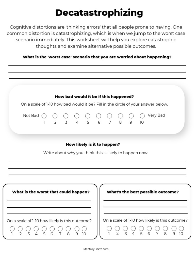Catastrophizing Worksheet Therapy Worksheet "Cognitive Distortions"