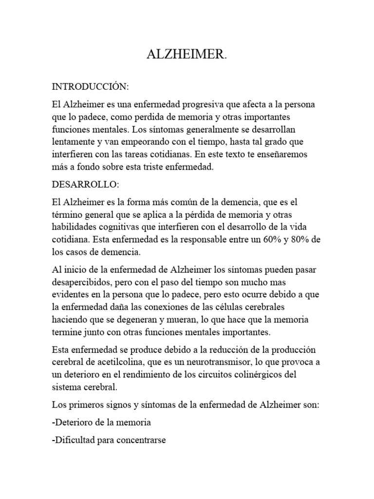 Alzheimer: Síntomas y Progresión | PDF
