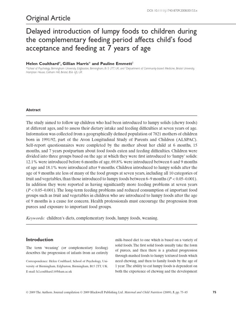 Delayed Introduction of Lumpy Foods To Children During | PDF | Foods ...