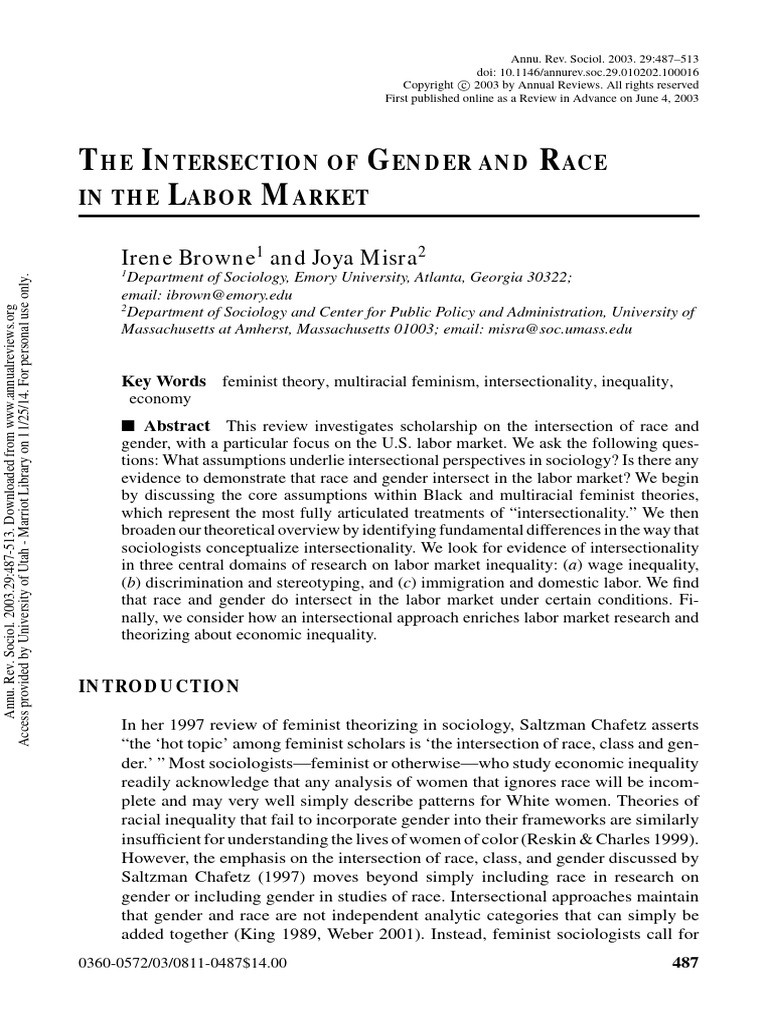 Browne - The Intersection of Gender and Race (2003) | PDF ...