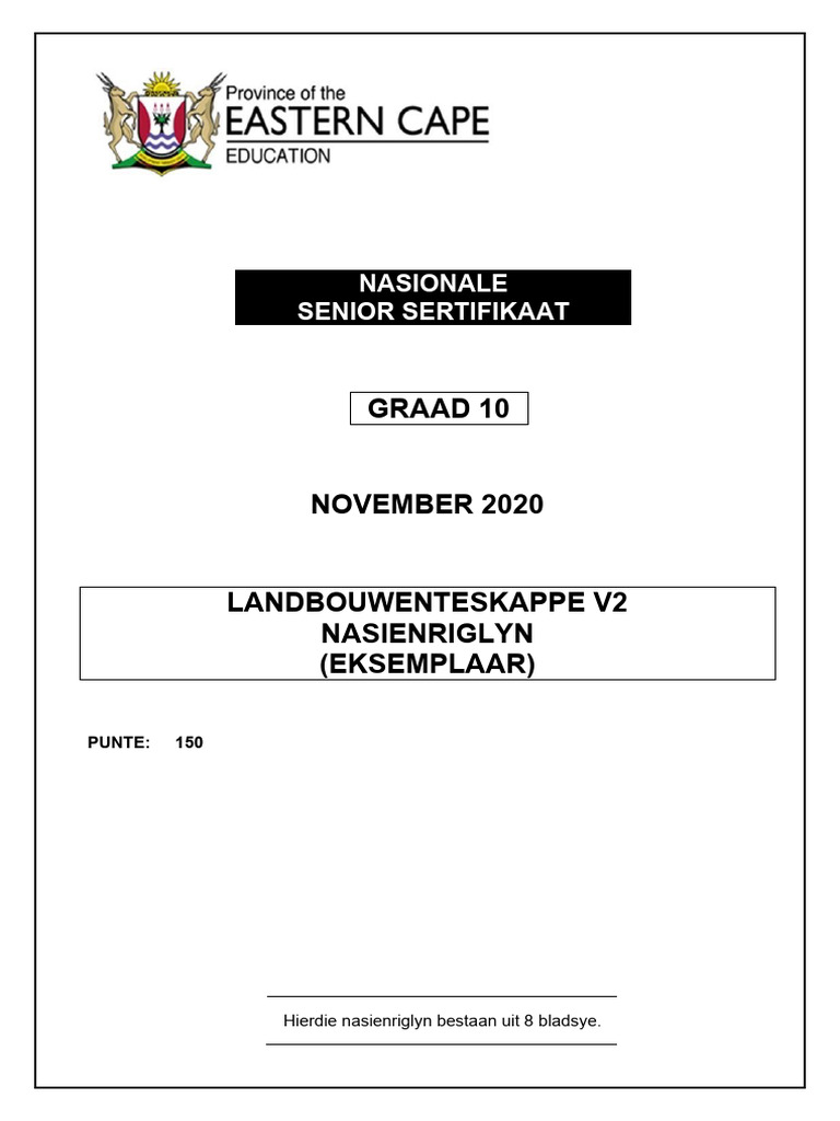 AGRSC P2 GR10 MEMO NOV2020 - Afrikaans | PDF AGRSC P2 GR10 MEMO NOV2020 - Afrikaans | PDF