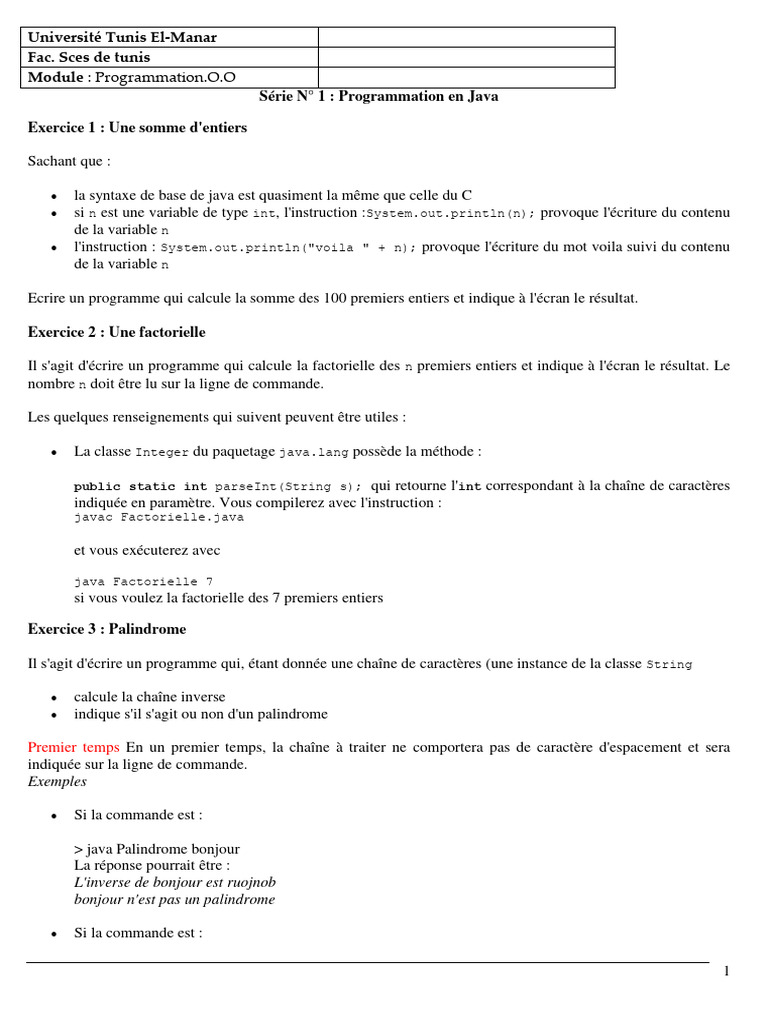 Série | PDF | Java (Langage de programmation) | Programme informatique
