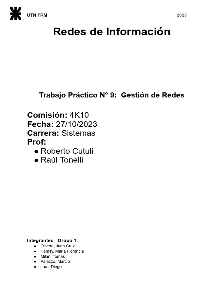 TPN9 | PDF | Red de computadoras | Ciencias de la Computación