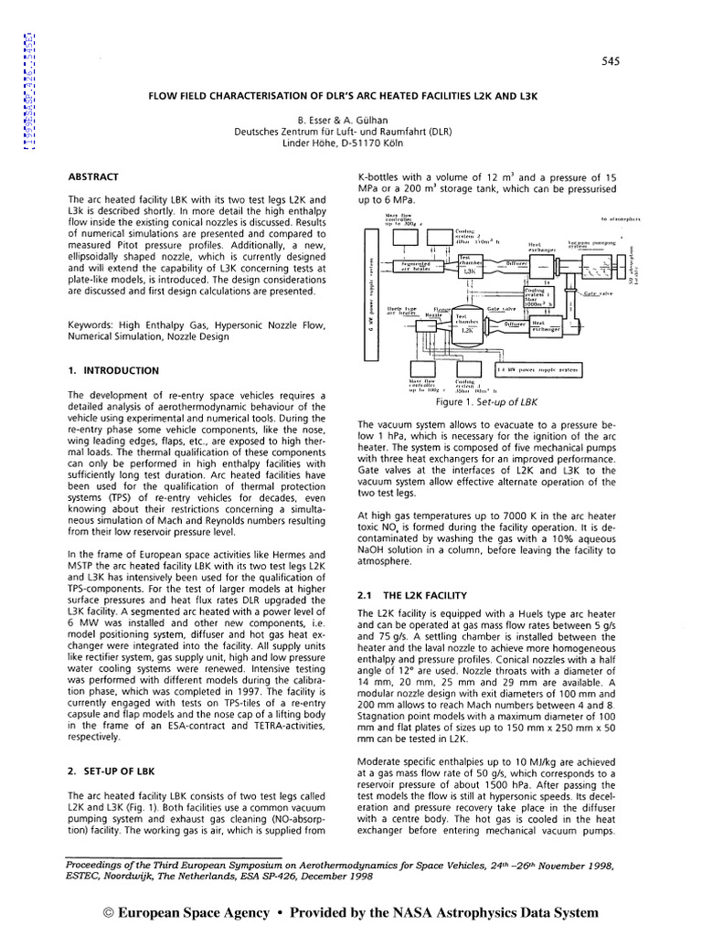 DLR L2k and L3K Arc Heated Wind Tunnel | PDF