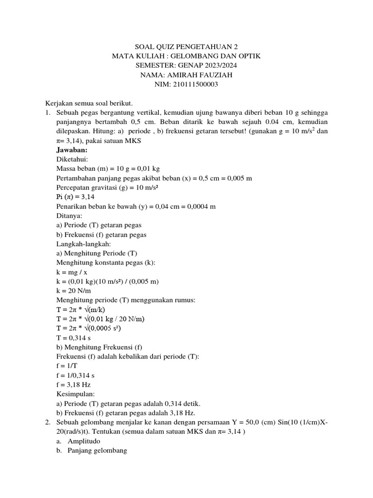 Soal Quiz 2 - Amirah Fauziah - Kelas C | PDF