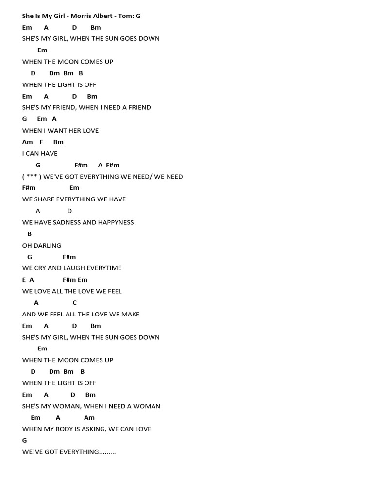 She Is My Girl - Lyrics | PDF