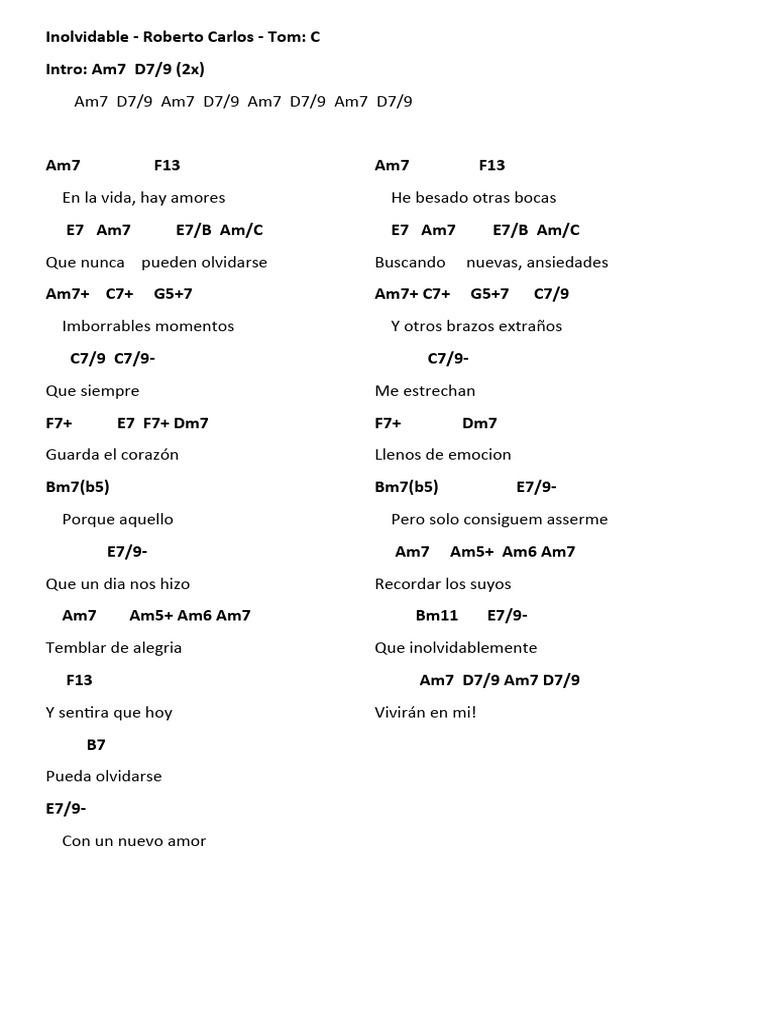 Inolvidable - Letra | PDF