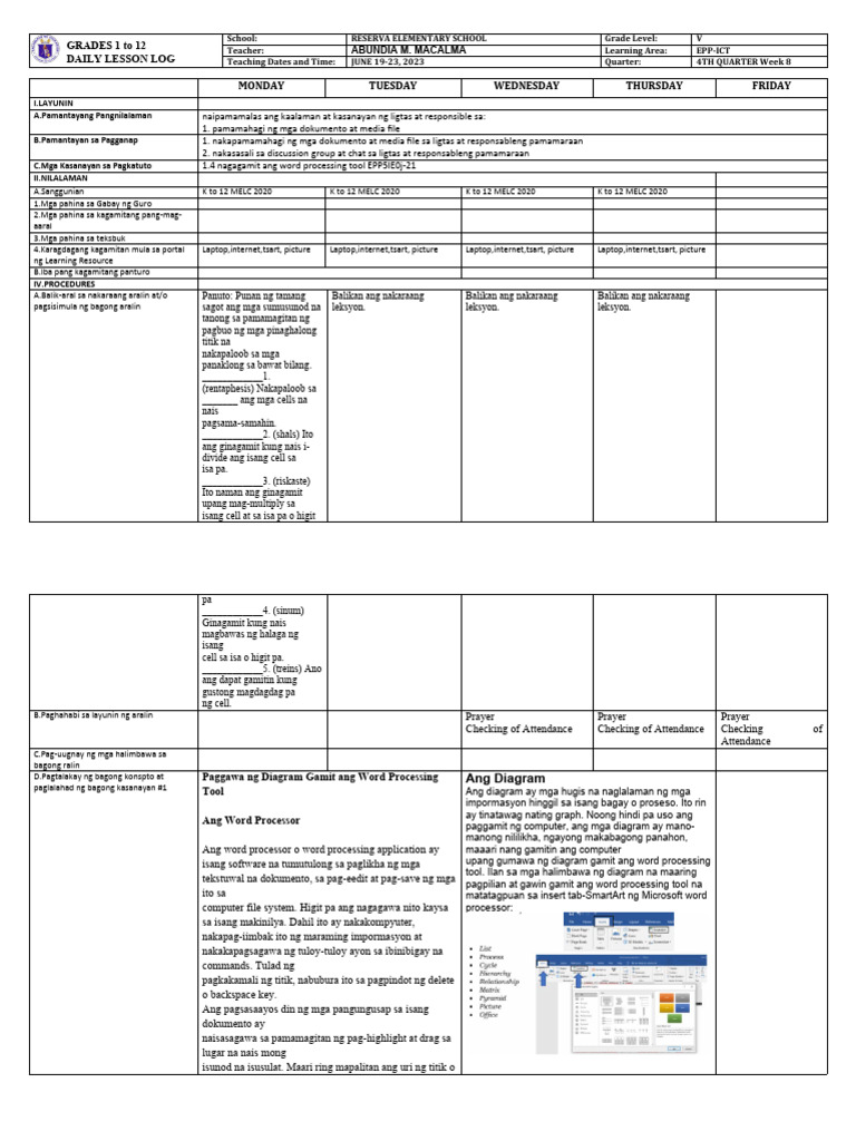 DLL - Epp 5 - Q2 - W8 | PDF