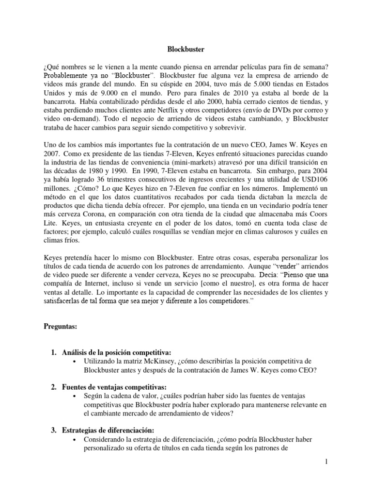 Estrategias de Blockbuster ante la Competencia | PDF | Análisis FODA ...