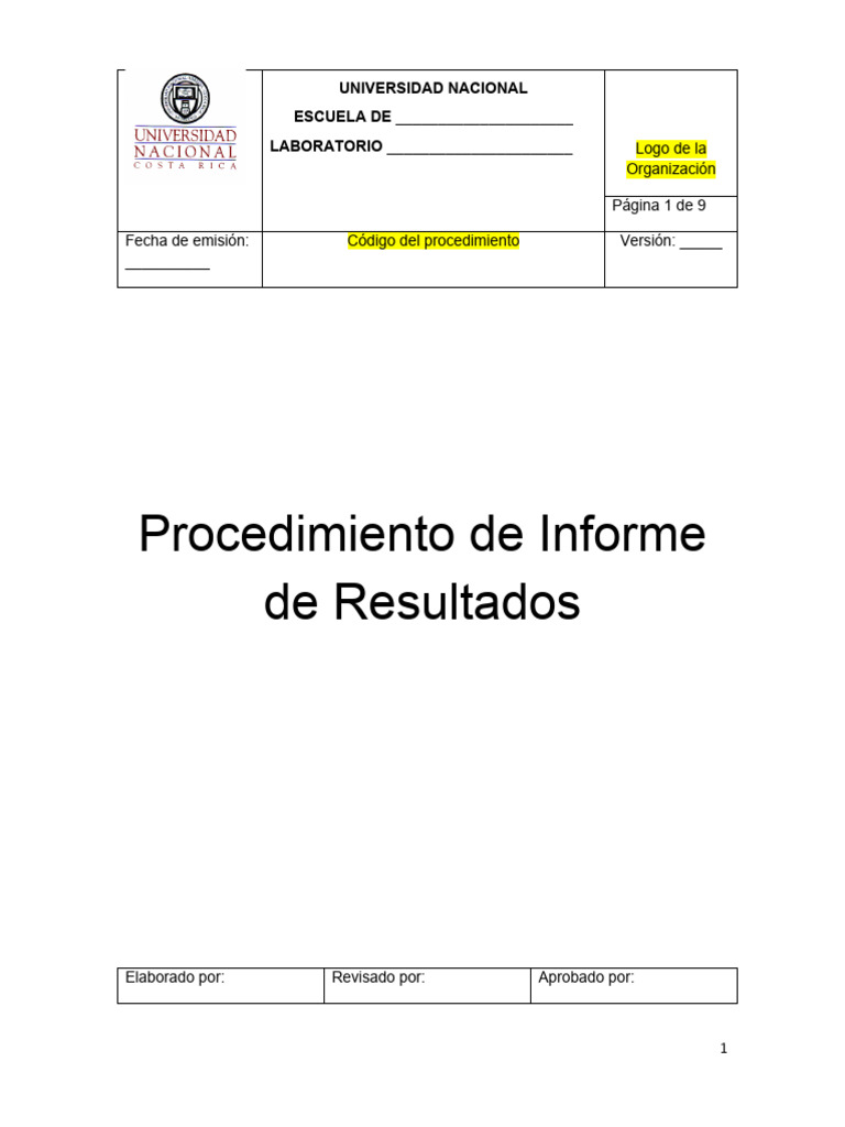 Anexo 22 Procedimiento de Informe de Resultados | PDF