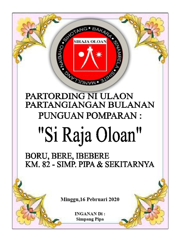 Acara Partangiangan Siraja Oloan PEBRUARI 2020 | PDF | Kajian Bahasa ...