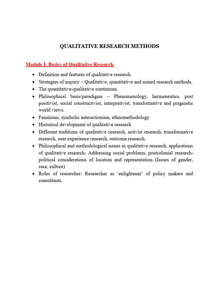 Qualitative Research Methods | PDF | Qualitative Research | Methodology