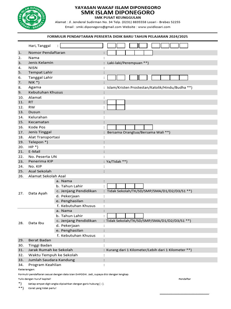 FORMULIR PPDB VERSI DAPODIKDAS SMK 2024-2025 Fiks | PDF