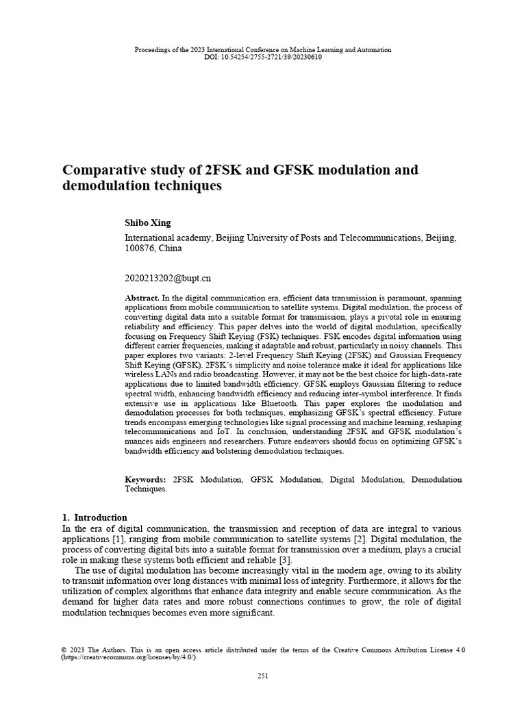 ++comparative Study of 2FSK and GFSK Modulation and | PDF | Modulation | Bandwidth (Signal ...