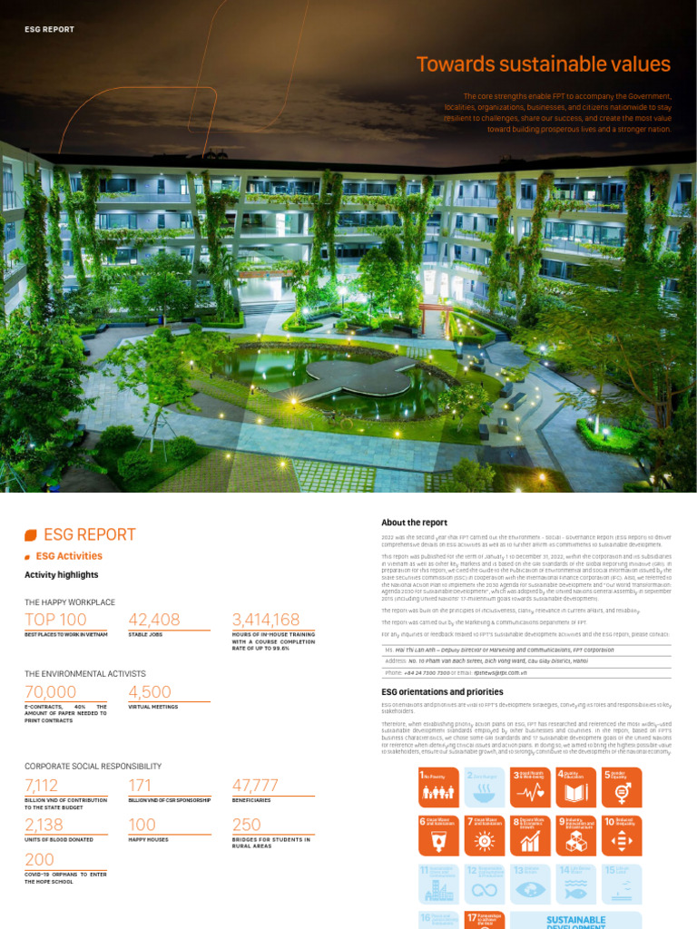 ESG Report FPT | PDF | Sustainability | Exchange Traded Fund