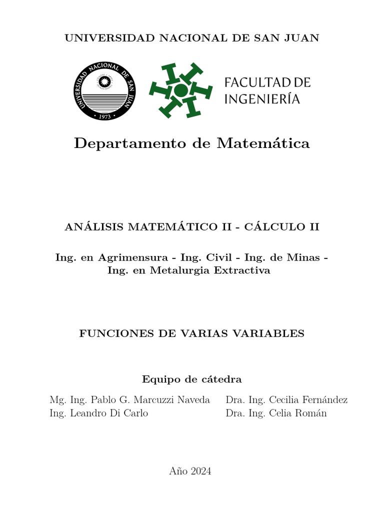 Funciones Varias Variables | PDF | Función (Matemáticas) | Derivado