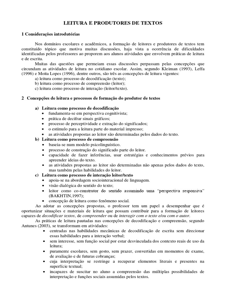 Texto Terico 2I - Concepes de Leitura | PDF | Linguística | Ciência Popular
