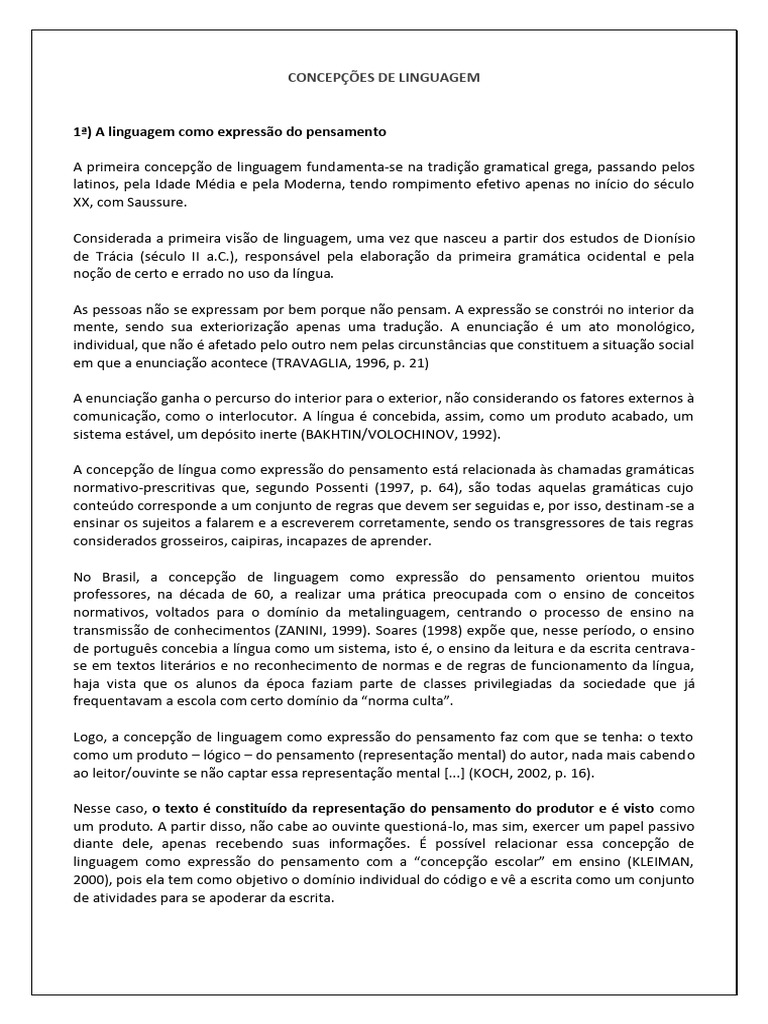 Texto Terico 1 Concepes de Linguagem | Download grátis PDF | Sociologia ...