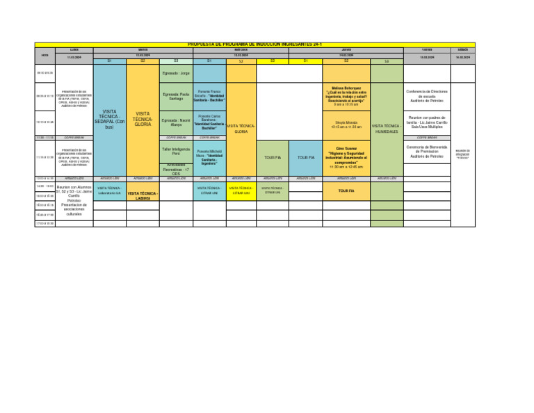 Cronograma de Bienvenida de Cachimbos | PDF