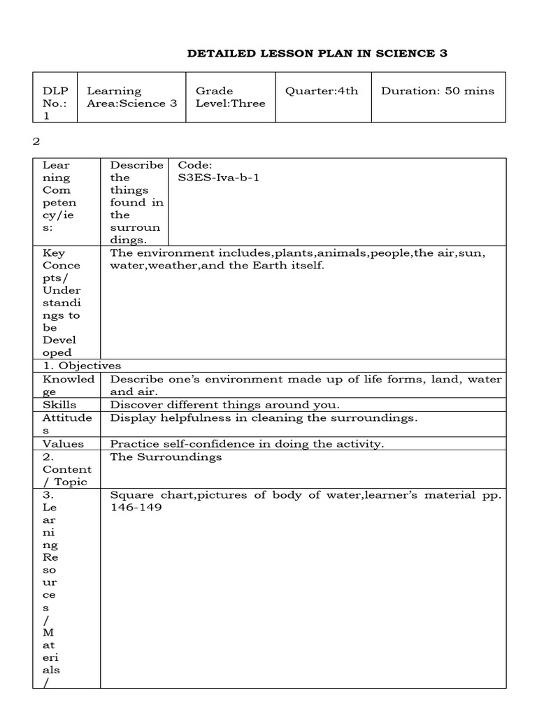 Detailed Lesson Plan in Science 3 | PDF | Learning | Cognition