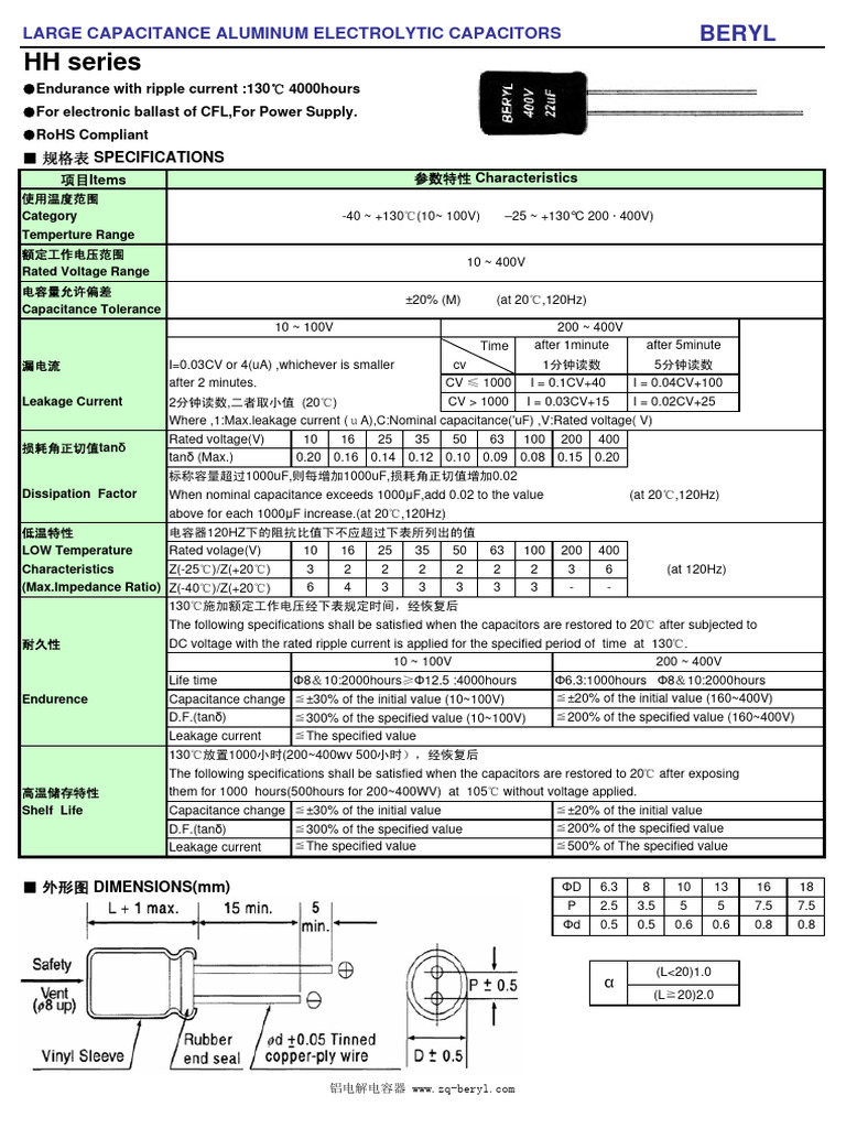 Beryl [radial thru-hole] HH Series | PDF