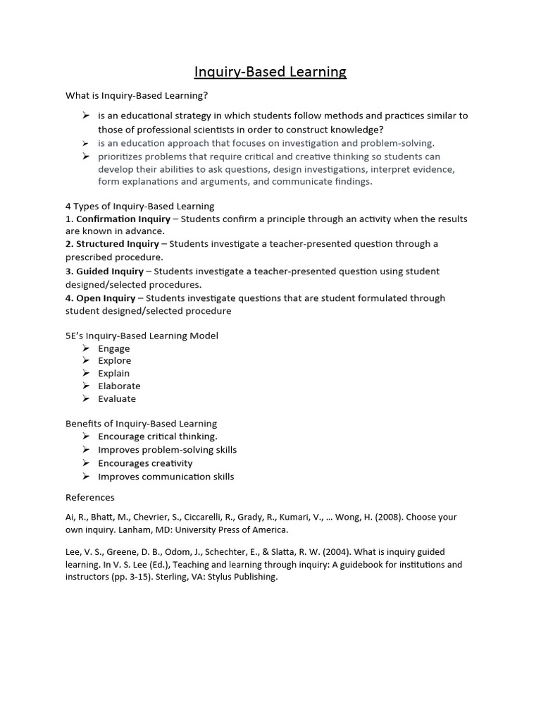 Inquiry-Based Inquiry | PDF