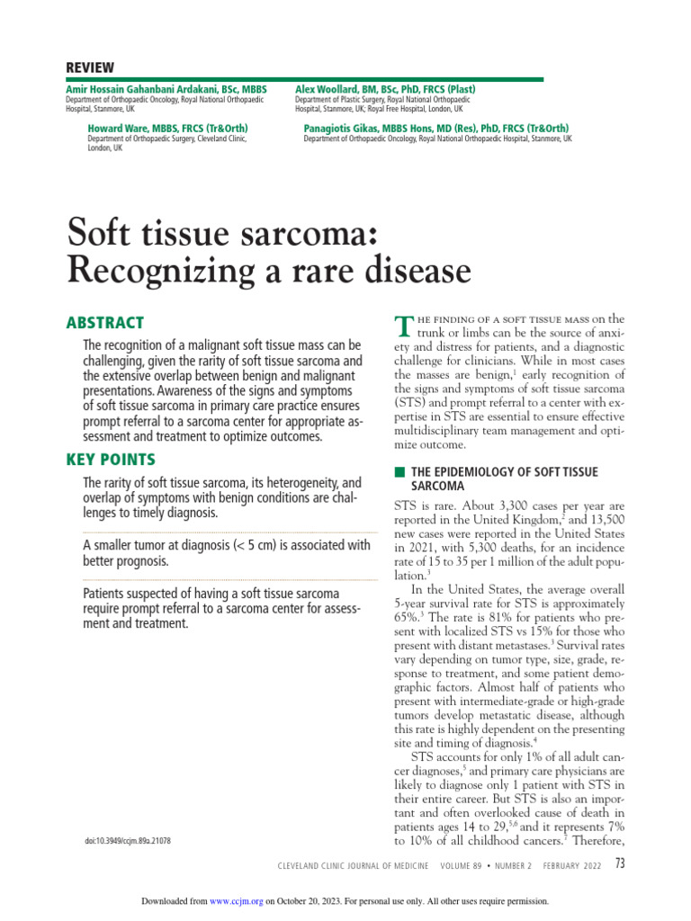 Soft Tissue Sarcoma | PDF | Sarcoma | Oncology