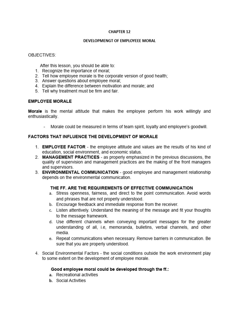Developmengt of Employeee Moral (HRM) | PDF | Motivation | Motivational