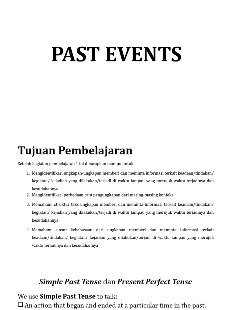 Understanding Past Events and Tenses | PDF | Verb | Grammatical Tense